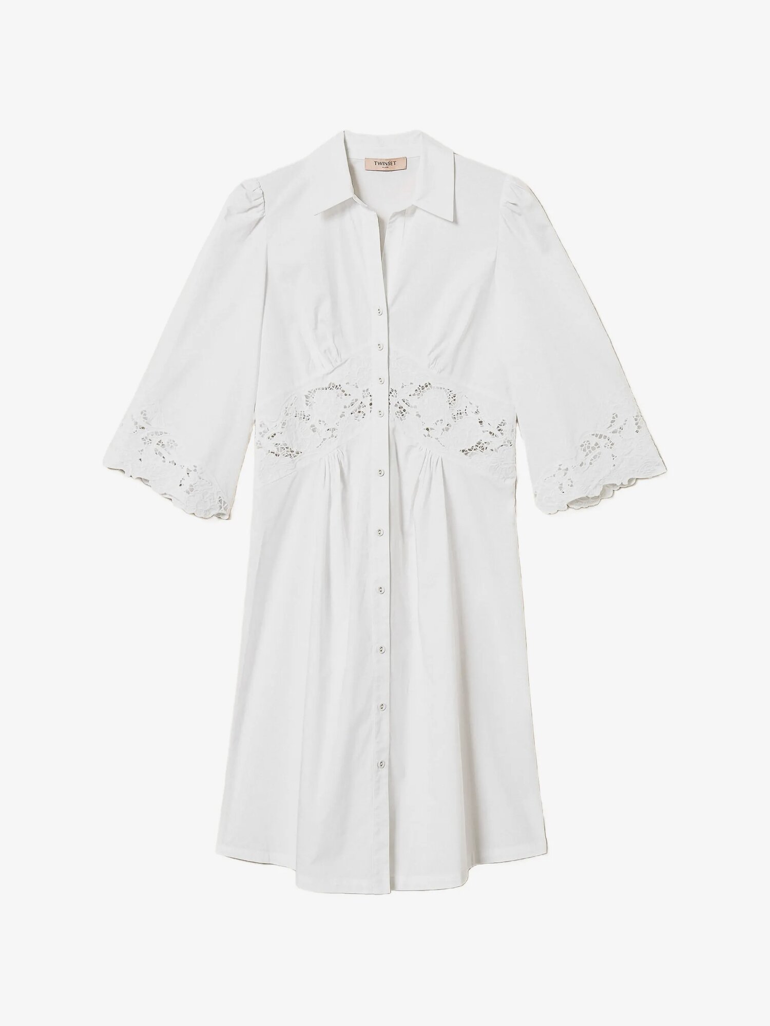 Платье Lace-detail midi shirt dress