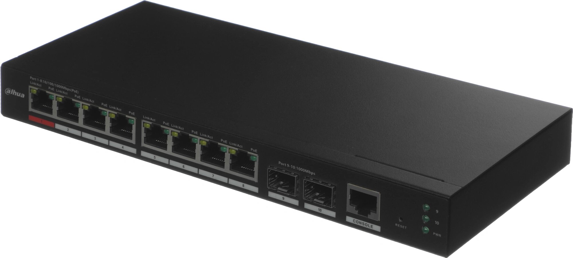Коммутатор Dahua DH-S4210-8GT-110 (L2) 1Гбит/с 2SFP 8PoE 110W управляемый