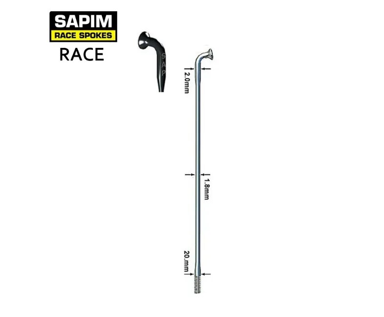 Спицы Sapim RACE J-Bend или Straight Pull 14G черные 2.0-1.8-2.0 мм