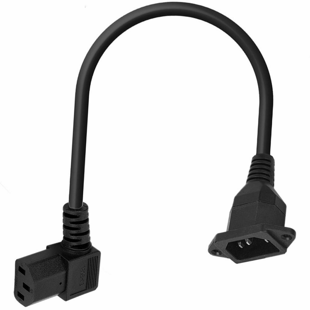 Удлинитель IEC320 C14–C13 с винтовыми отверстиями, угловой, Согните влево