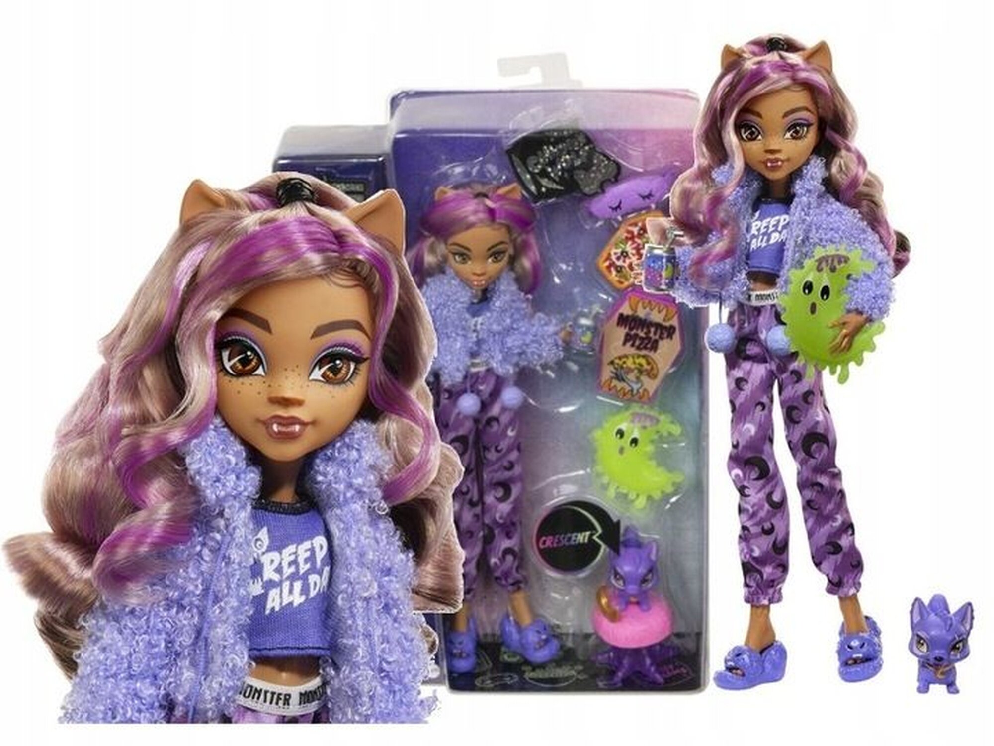 Кукла Mattel Monster High Clawdeen Wolf - Клодин Вульф Пижамная вечеринка - Кукла с аксессуарами Монстр Хай HKY67