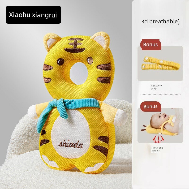 Детский защитный шлем для головы с 3D-дышащей тканью, узор «Тигр», регулируемая лента с функцией «ББ-звонок»