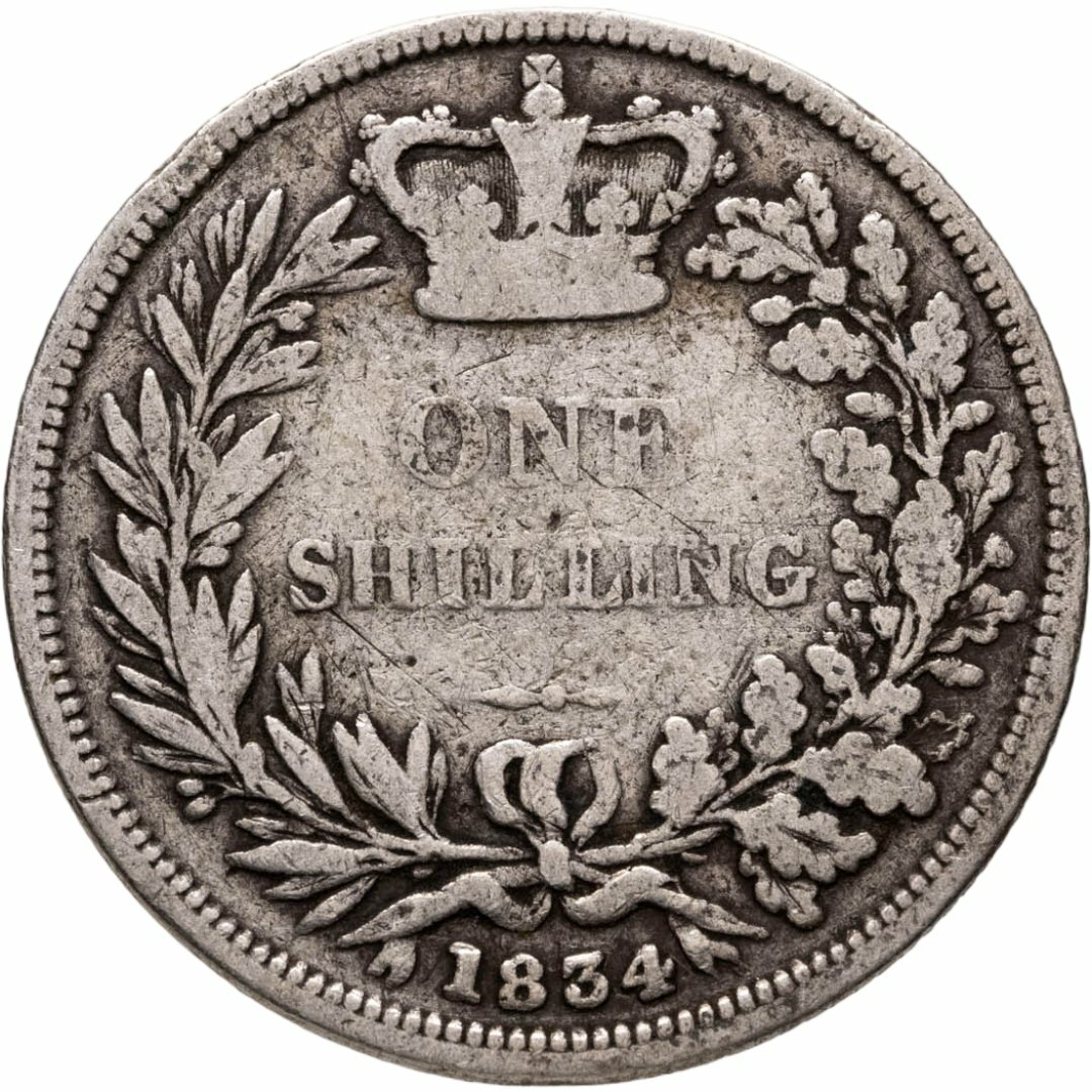 Великобритания 1 шиллинг shilling 1834, Серебро 925, в сохранности F