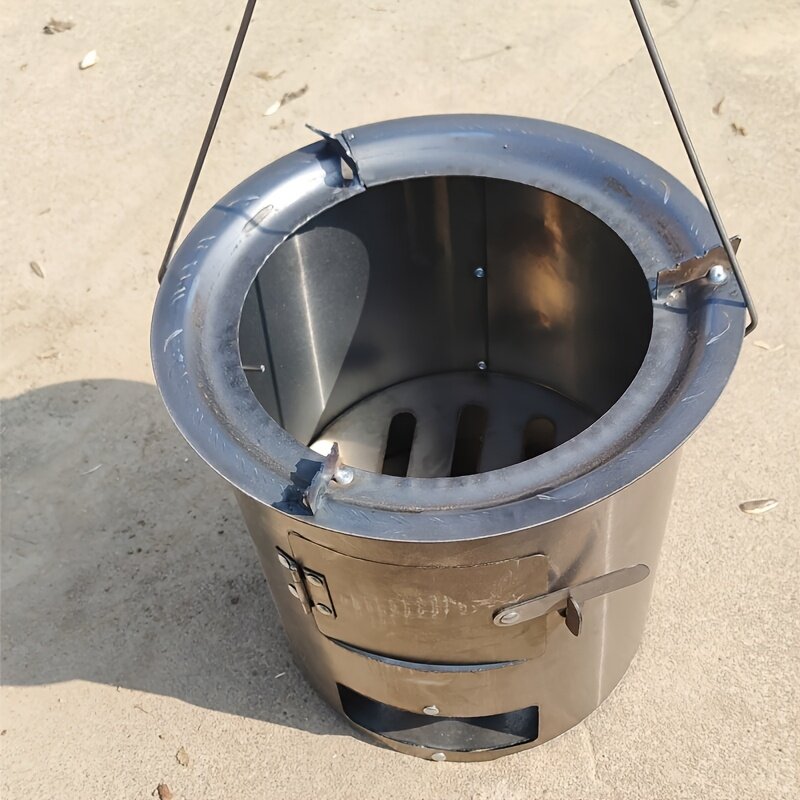 Портативная сверхлегкая походная печь из титанового сплава с двухслойной теплоизоляцией и теплозащитным экраном, не обжигает руки при переноске, для пикников, походов с рюкзаком и подледной рыбалки