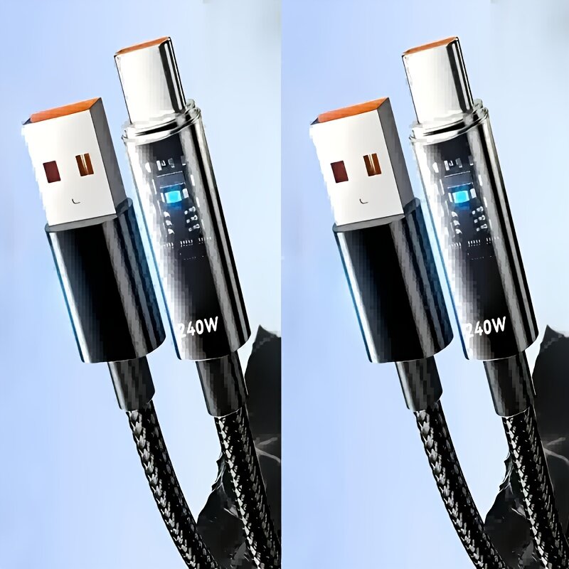 Набор из двух кабелей USB на Type-C, 240 Вт, цифровой дисплей, быстрая зарядка и передача данных, 100 см