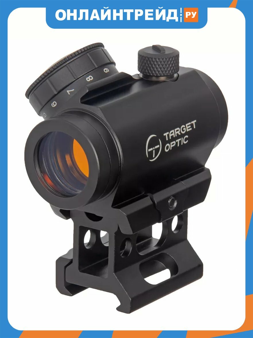 Коллиматор Target Optic 1x20, на Weaver, Picatinny, закрытого типа, проставка, красная марка, точка 2 MOA, CR2032, 119 г