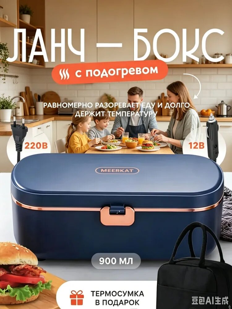 Синий термос с подогревом 900 мл