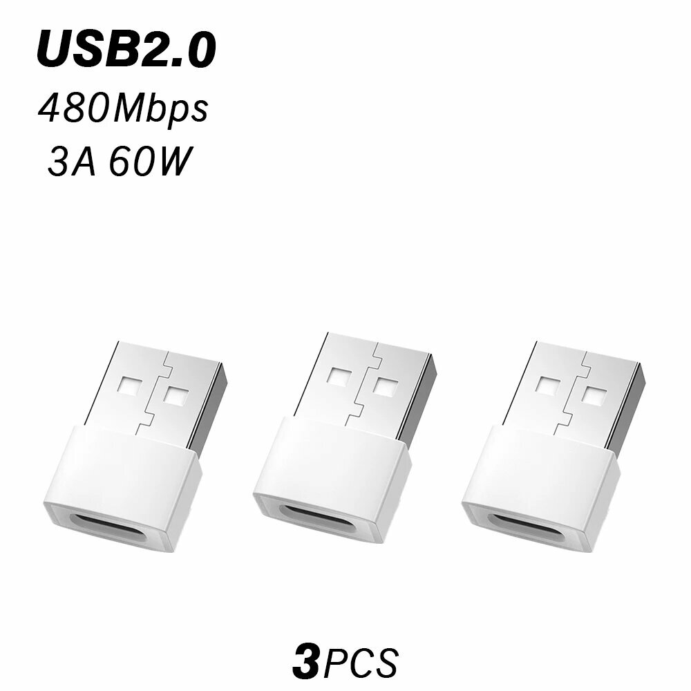 Адаптер USB-Type C OTG USB A «папа» на разъем OTG типа C для ноутбука Серый, 3PCS White USB2.0