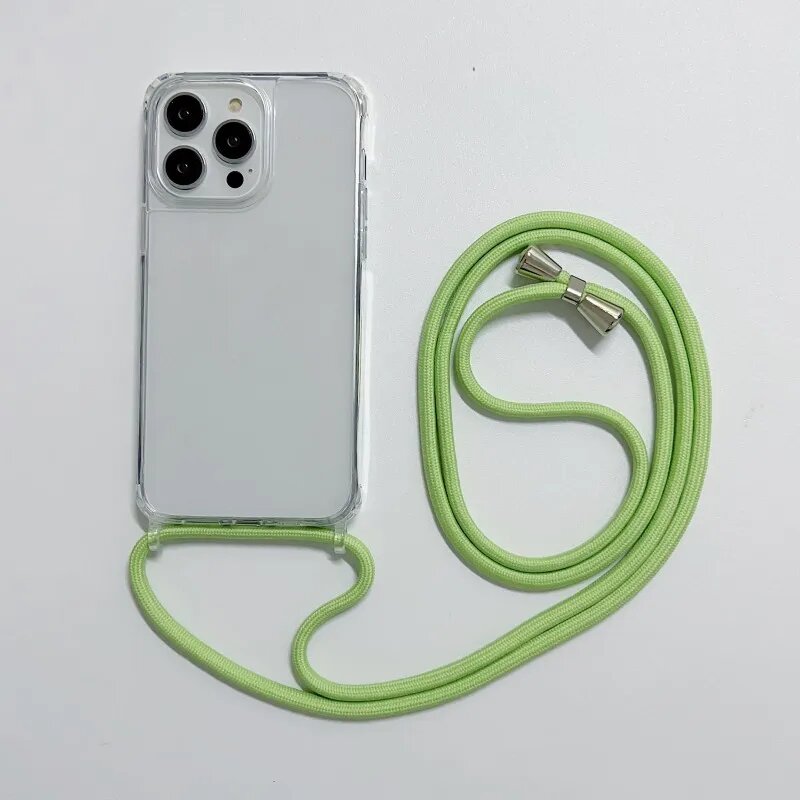 Прозрачный чехол с ремешком для iPhone 17, 16, 15, 13, 12, Зеленый, mocha green, For iPhone 17 Air