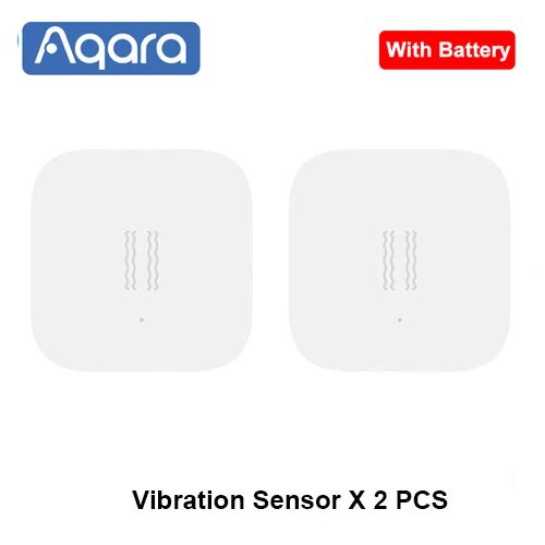 Датчик вибрации Aqara Smart Zigbee, датчик движения и удара, детектор, сигнализация, монитор с встроенным гироскопом, совместим с приложениями Mi Home и Homekit — 2 штуки Датчик вибрации