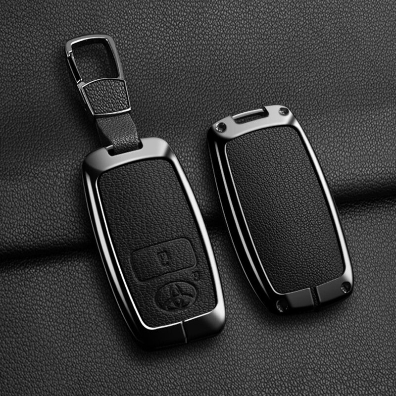 Автомобильный чехол для ключа Toyota G-Style 2-кнопочный, черная текстура козьей кожи с зажимом B01 для Камри Королла