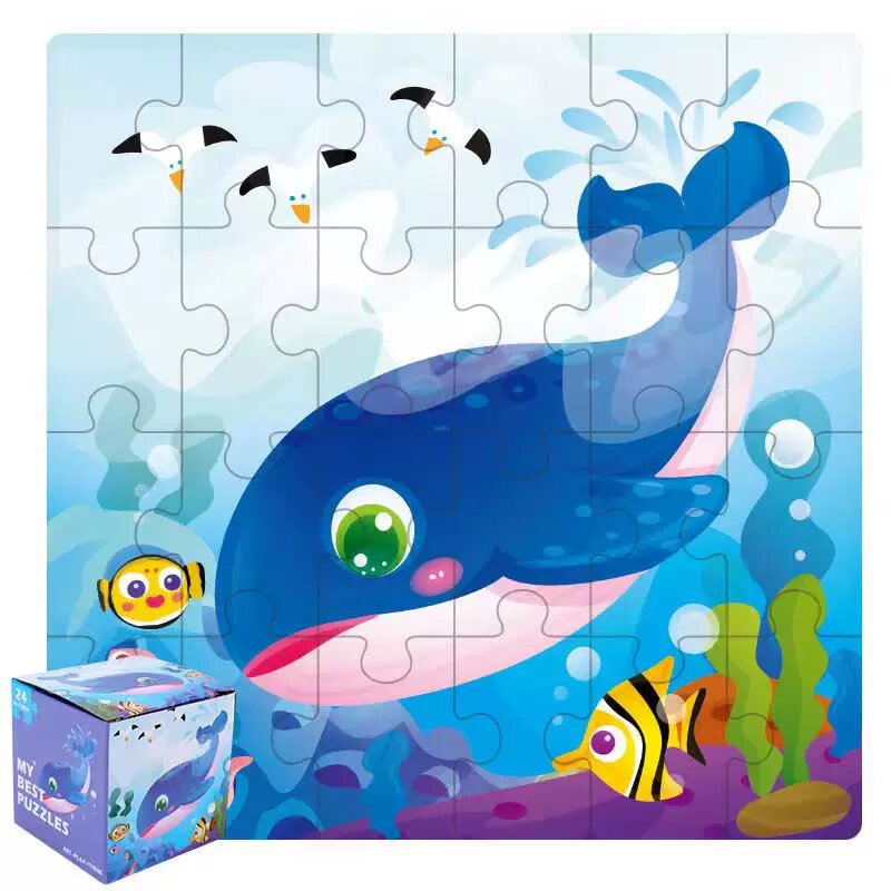 24-штучная 3D пазл-кит для детей 1-6 лет, крупные детали, деревянная обучающая игра