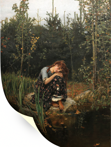 Картина "Аленушка", Васнецов, печать на холсте (30х43 см / без подрамника)
