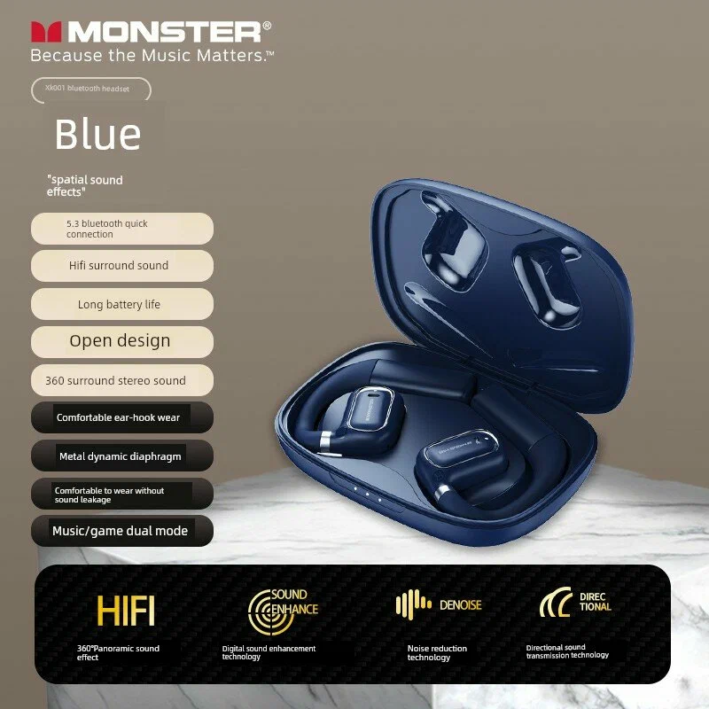 Monster XKO01 беспроводные наушники с шапкой и шумоподавлением, спортивная посадка, Blue