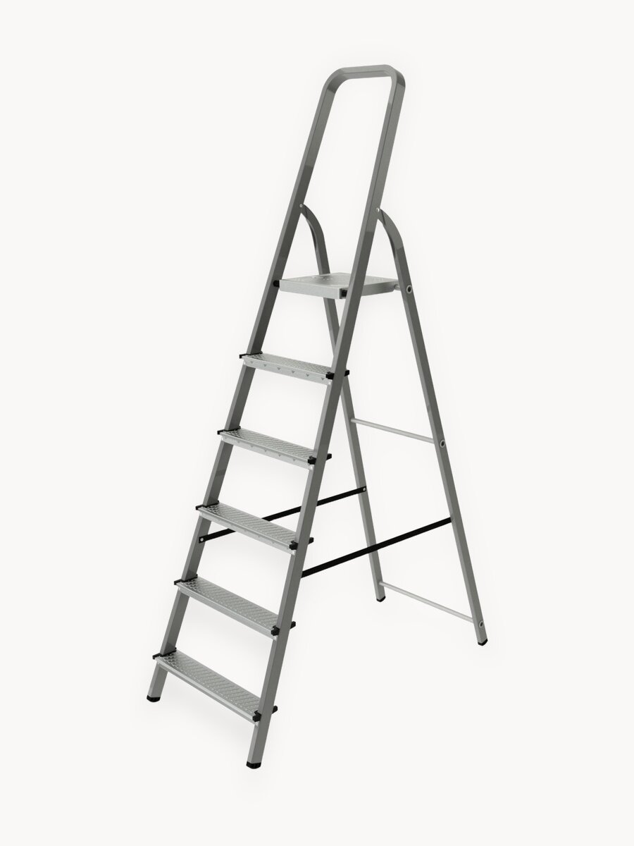 Стремянка стальная Новая Высота 1х6 ступеней, с рифлёной рабочей площадкой