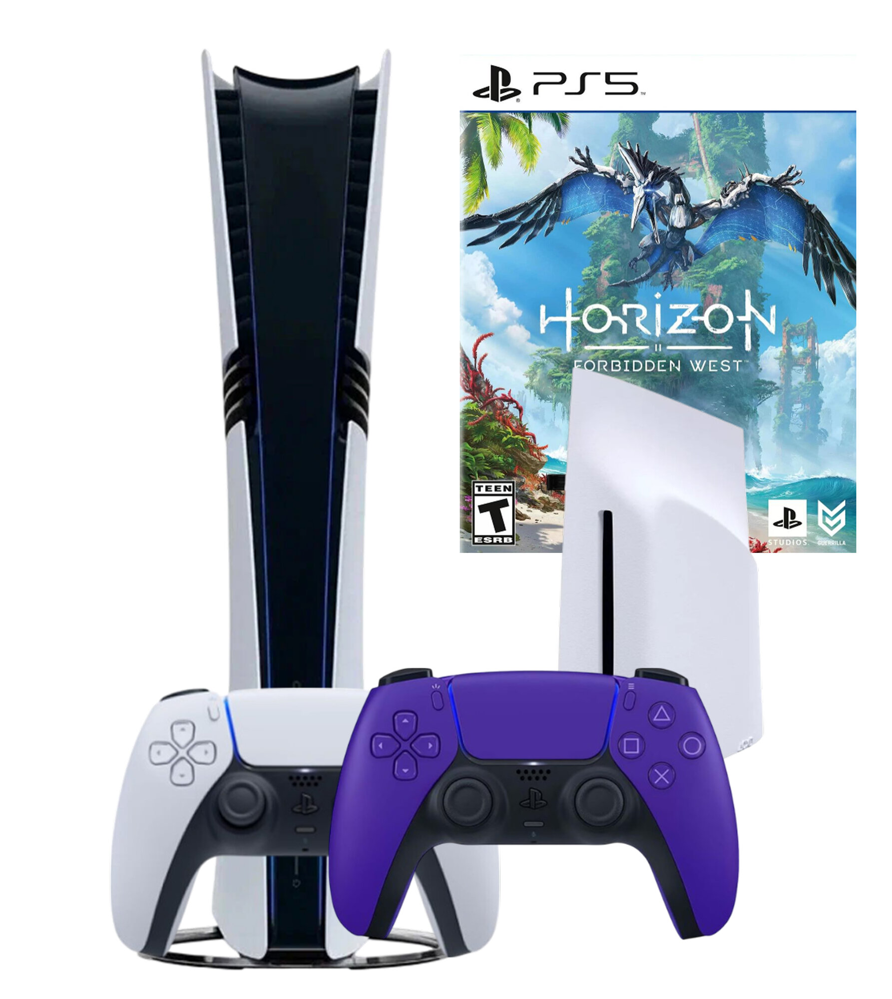 Игровая приставка PS5 Pro + игра Horizon Forbidden West + DualSense PS5 Purple + Дисковод
