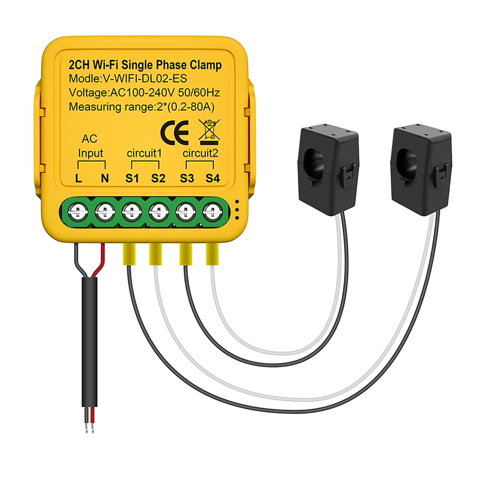 Tuya Wi-Fi Smart Home Energy Monitor 2,4 ГГц Smart Energy Meter Однофазный монитор потребления 80a Статистика электроэнергии. Статистика электроэнергии. Статистика электроэнергии 100-240 В AC 50/60 Гц