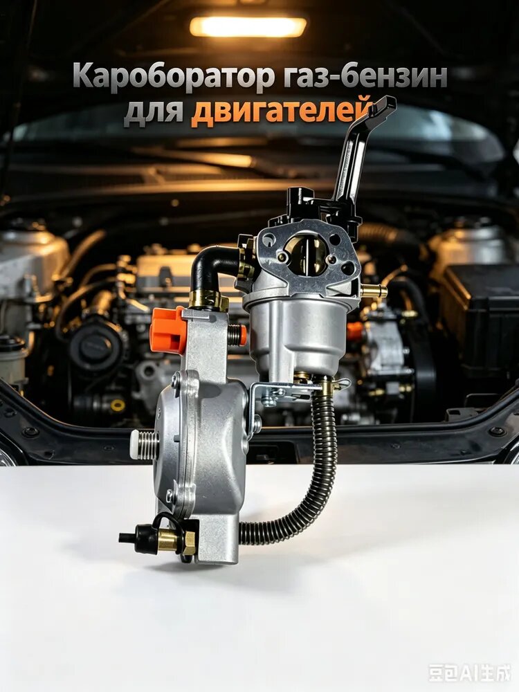 Карбюратор газ-бензин для двигателей 168F/170F (GX160/GX200); двухтопливный, для генераторов, мотоблоков и мотопомп 1.5-3.5 кВт, экономия топлива.