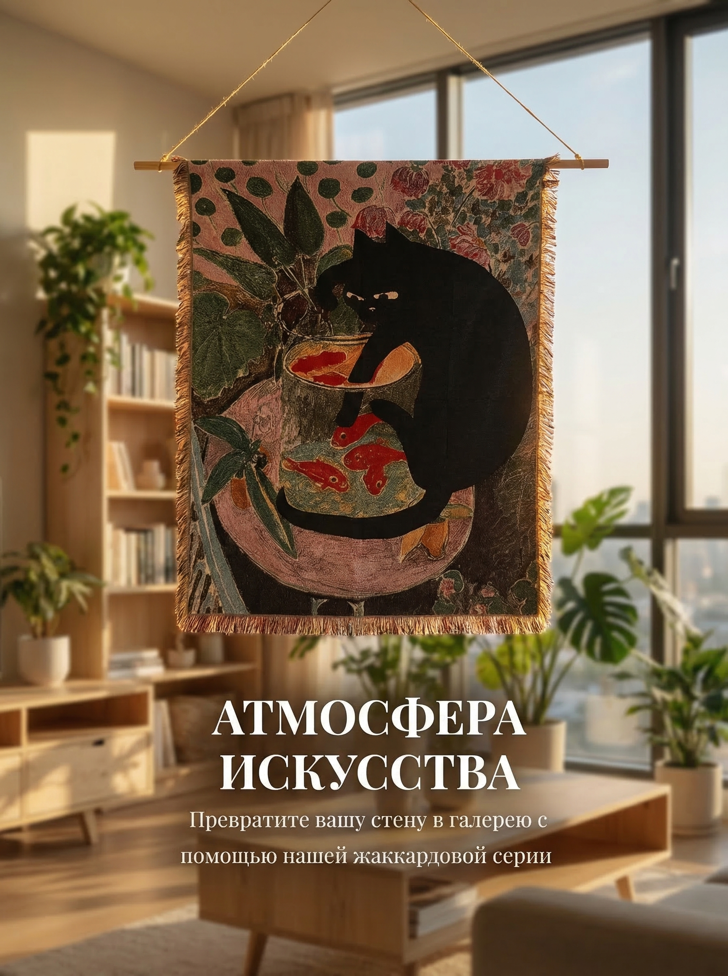 Плед "Золотые рыбки", с жаккардовым узором, 130x160см, полиэфирный шелк
