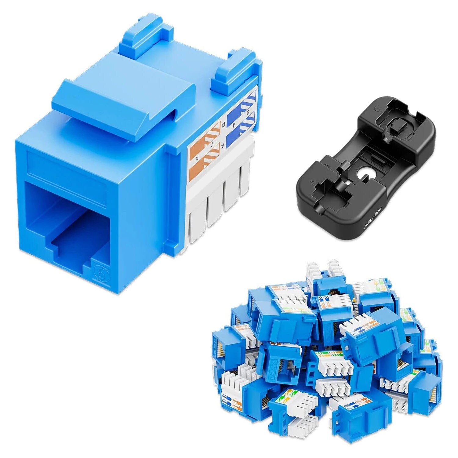 ZoeRax Cat6 Keystone Jack RJ45, Blue, 10шт