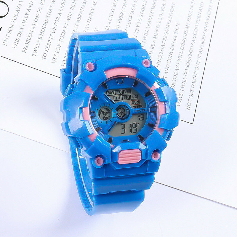 Детские спортивные часы цифровые водонепроницаемые с подсветкой для школы мальчики девочки синий