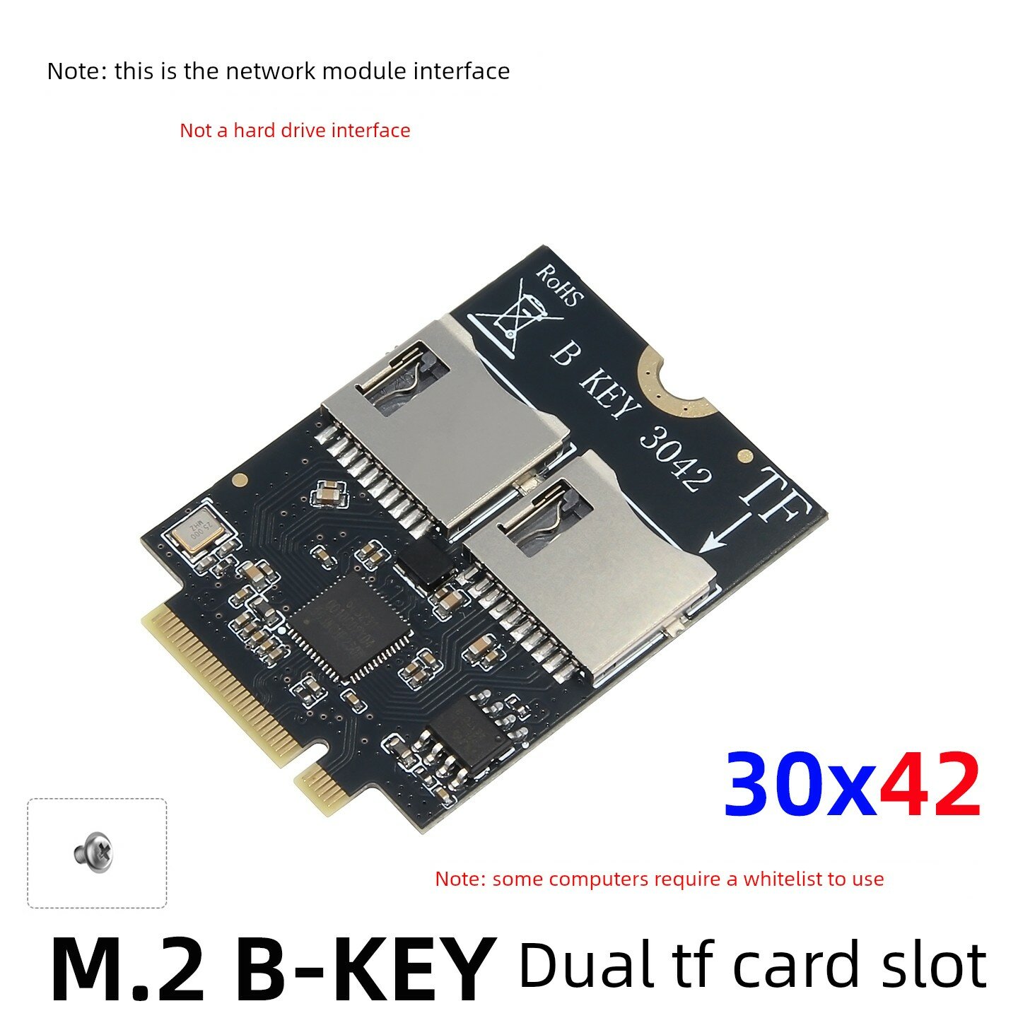 Адаптер M.2 B-Key к Dual TF для SSD, размеры 30x42 мм, совместимый с интерфейсом PCIe M.2