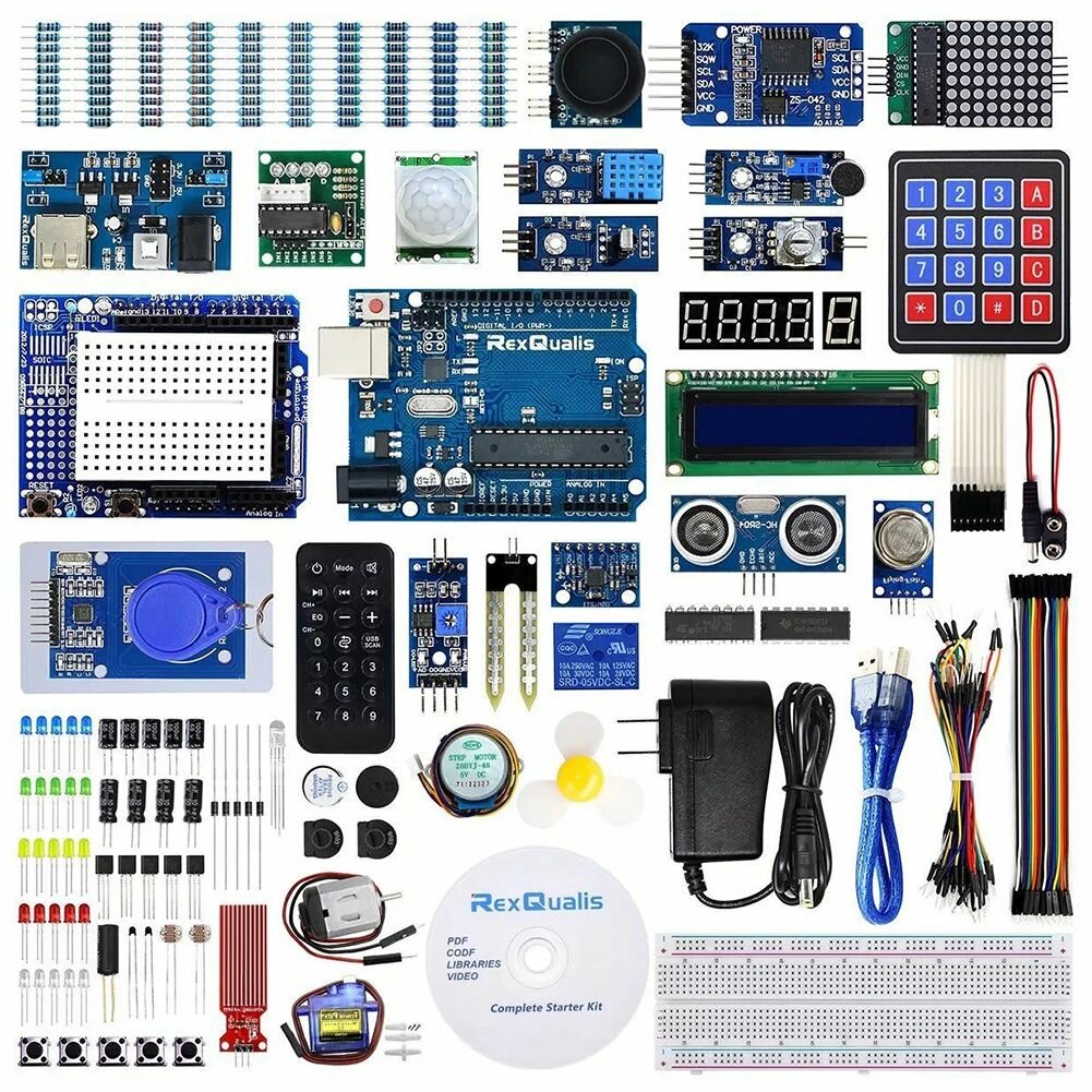 Набор Arduino UNO R3 для начинающих: 63 компонента, диск и руководство
