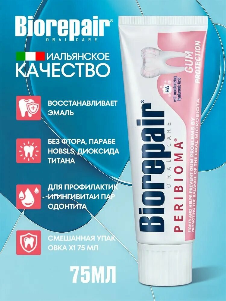 Зубная паста Biorepair Peribioma Gum Protection для защиты десен, 75 мл