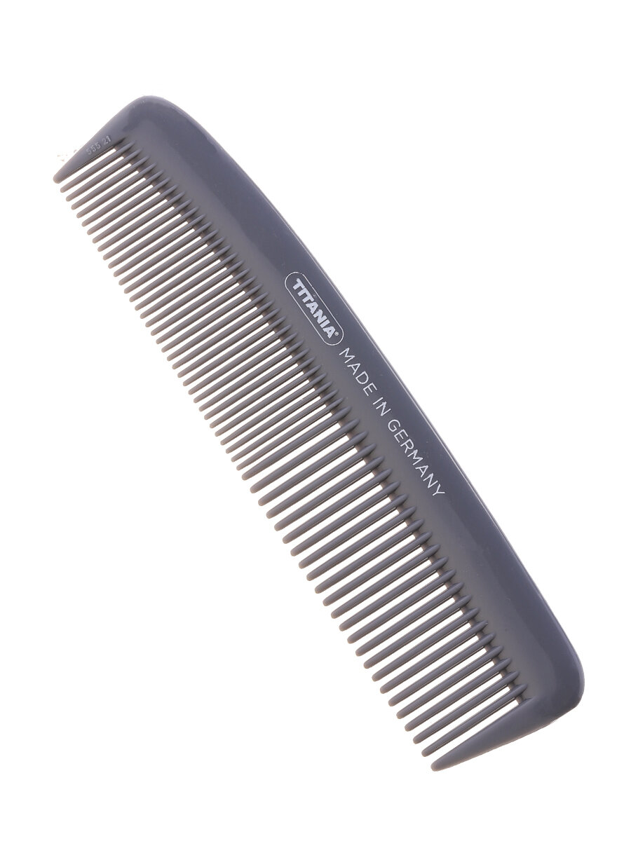 Расчёска TITANIA, для волос/бороды/усов, карманная, серая, 125мм