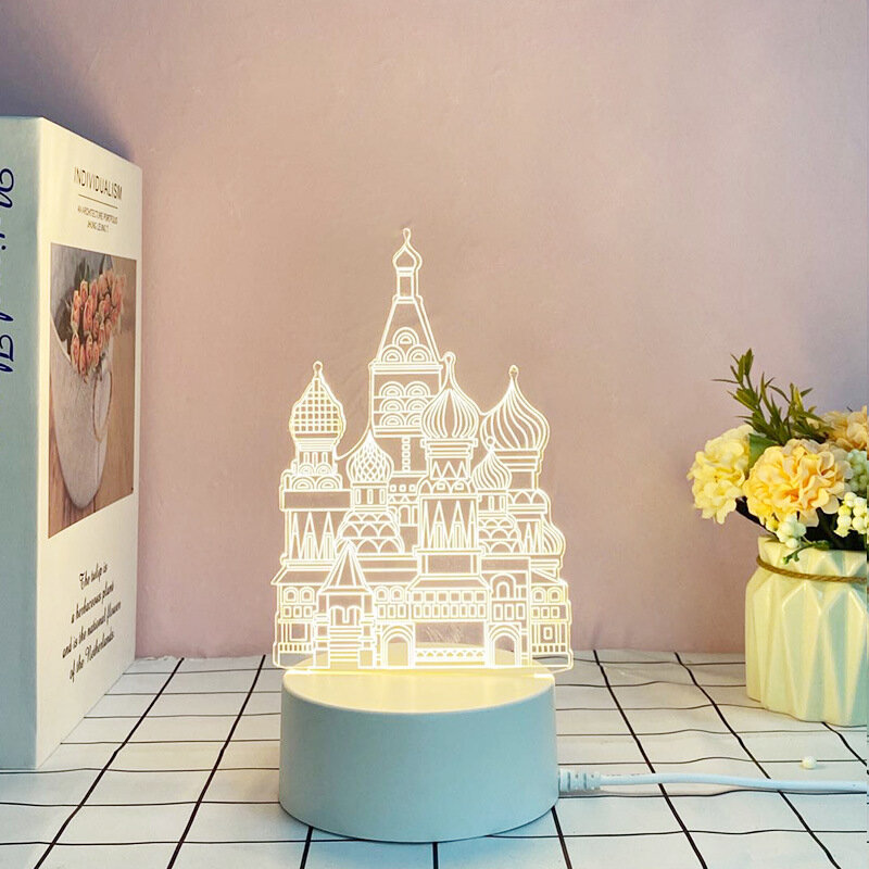 Ночник с замком, 3D акрил, USB-питание, теплый светодиодный свет, волшебный аксессуар