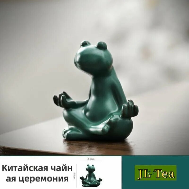 Фигурка для чайной церемонии Темно-зеленая керамическая глазурь Чайные украшения