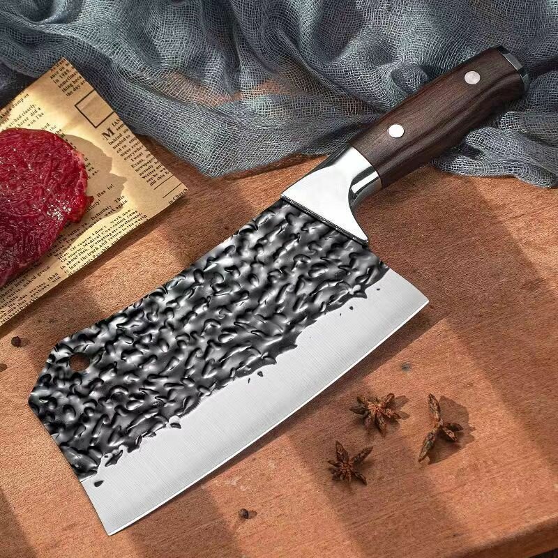 Закаленный стальной кухонный нож с имитацией цветного деревянного рукоятки для нарезки и рубки, лезвие 6,9 дюйма,