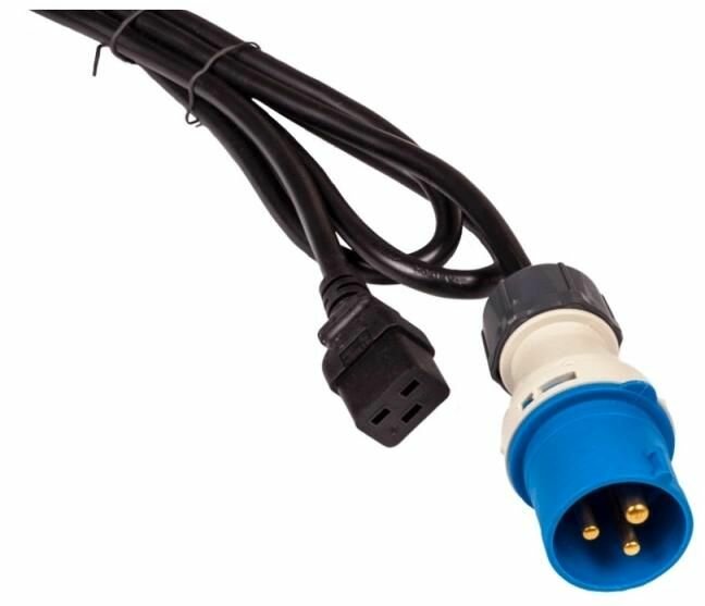 Шнур питания Lanmaster C19, проводник 3х2,5 мм2, 2,5 м, 250В, 16А, черный (LAN-PP9M/19-2.5-BK)