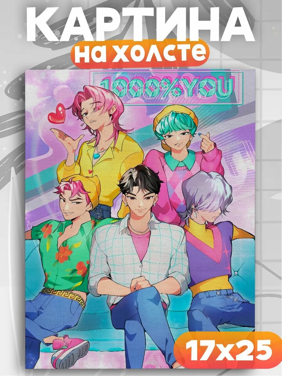 Картина на стену Кей поп охотницы на демонов Saja Boys, на подрамнике, 1шт, 25х17 размер.