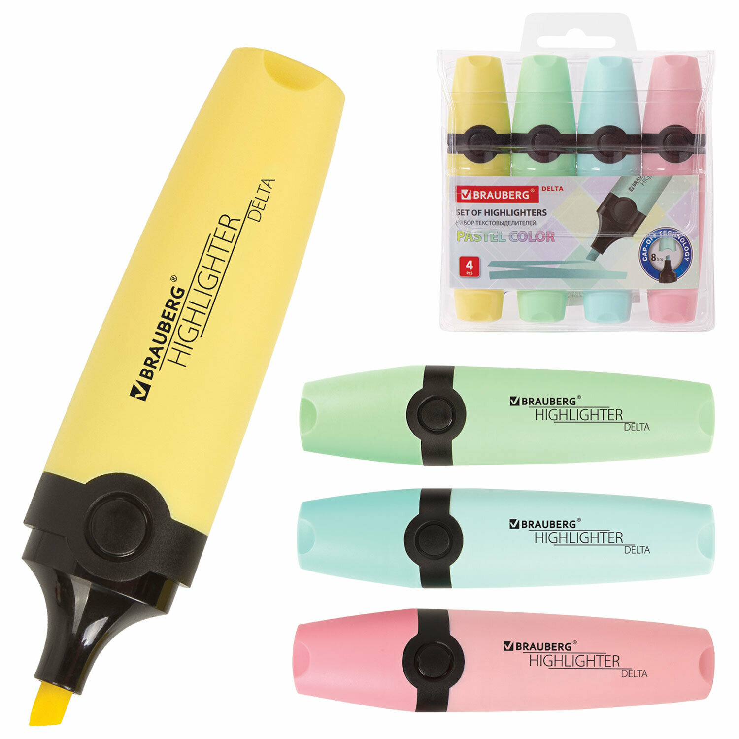Brauberg Набор текстовыделителей 4 шт Delta Pastel 1-5 мм 151735
