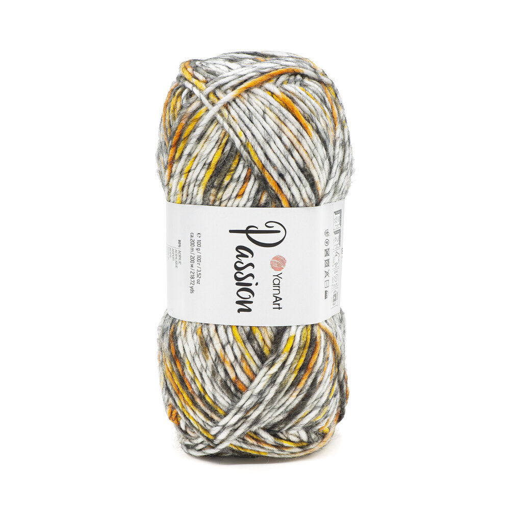 Пряжа для вязания YarnArt Passion 1251 желтый серый 100 гр/200 м 20% шерсть, 80% акрил