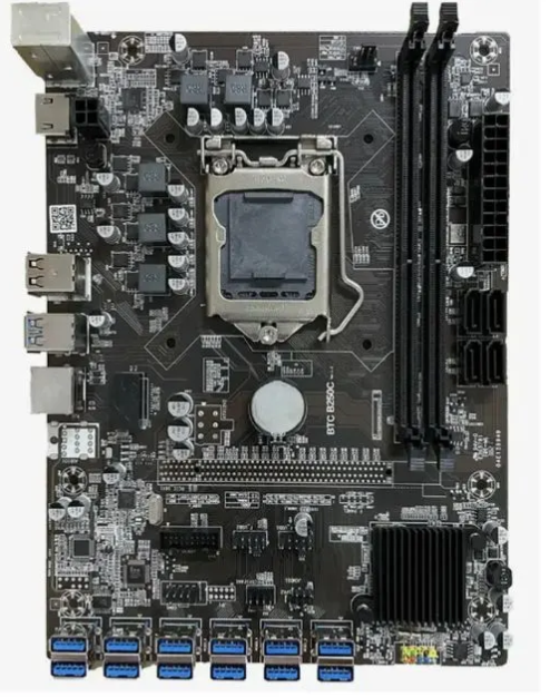 Материнская плата BTC B250C rev 1.2, 2 слота под ОЗУ, MICRO-ATX, сокет 1151