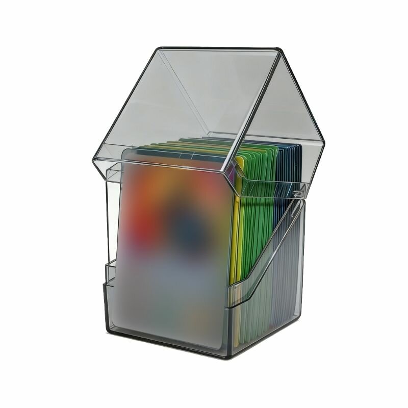 (1 шт) Прозрачный акриловый бокс для карт (картхолдер) - прозрачно-серый