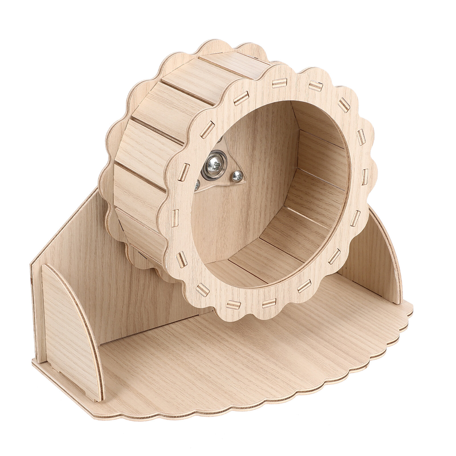 Бесшумное беговое колесо для хомяков, золотистых хомяков, шиншилл, морских свинок и беговых дорожек (беговое колесо из массива дерева 17,5 см + основание)