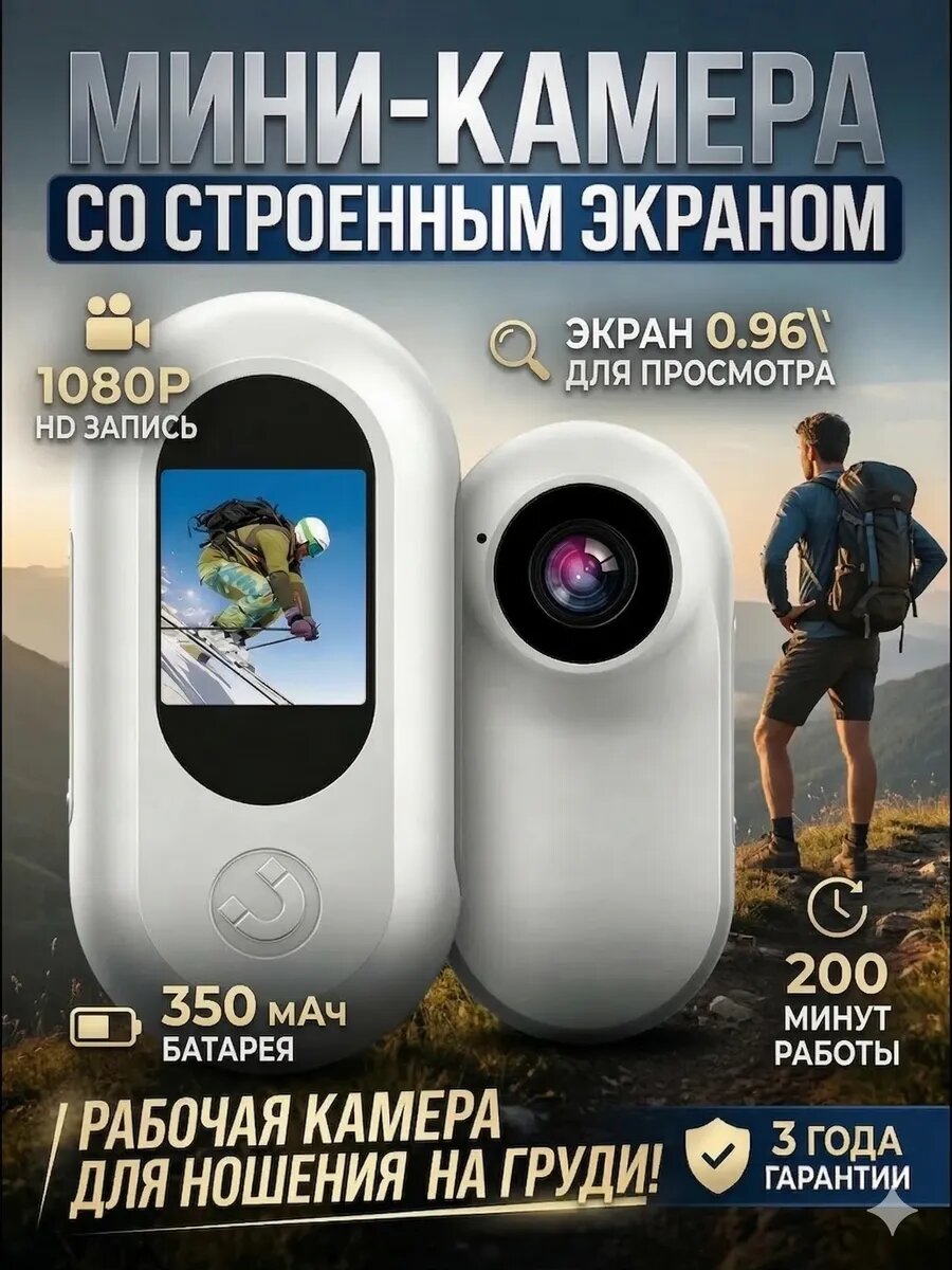 Экшн камера на магните 4К
