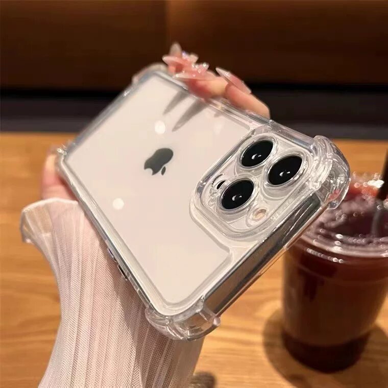 Чехол для iPhone 14 с защитой от ударов, воздушными подушками в углах, импортный акрил, прозрачный