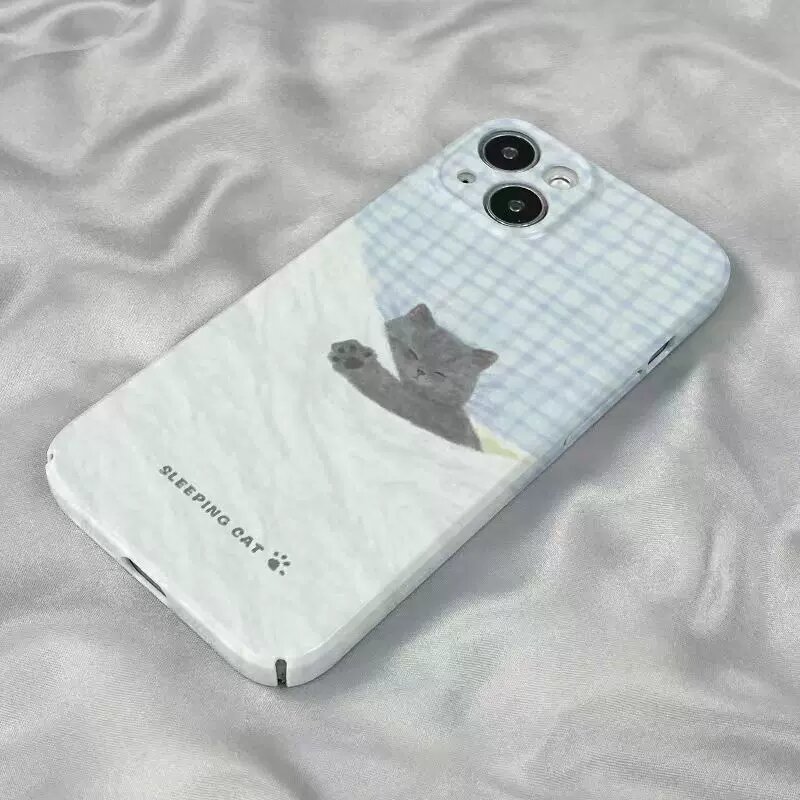 Чехол для OPPO A58x FCL Hard Shell с дизайном спящего серого котенка, аксессуар для мобильного телефона