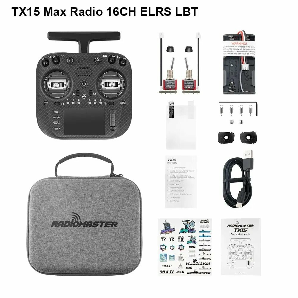 RadioMaster TX15 MAX Радиоконтроллер 16-канальный передатчик 3,5-дюймовый IPS AG02 с поддержкой ExpressLRS