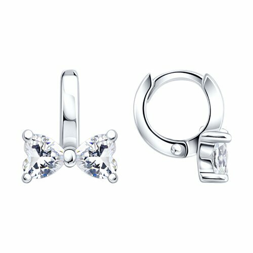 Серьги, серебро, 925 проба, родирование, фианит