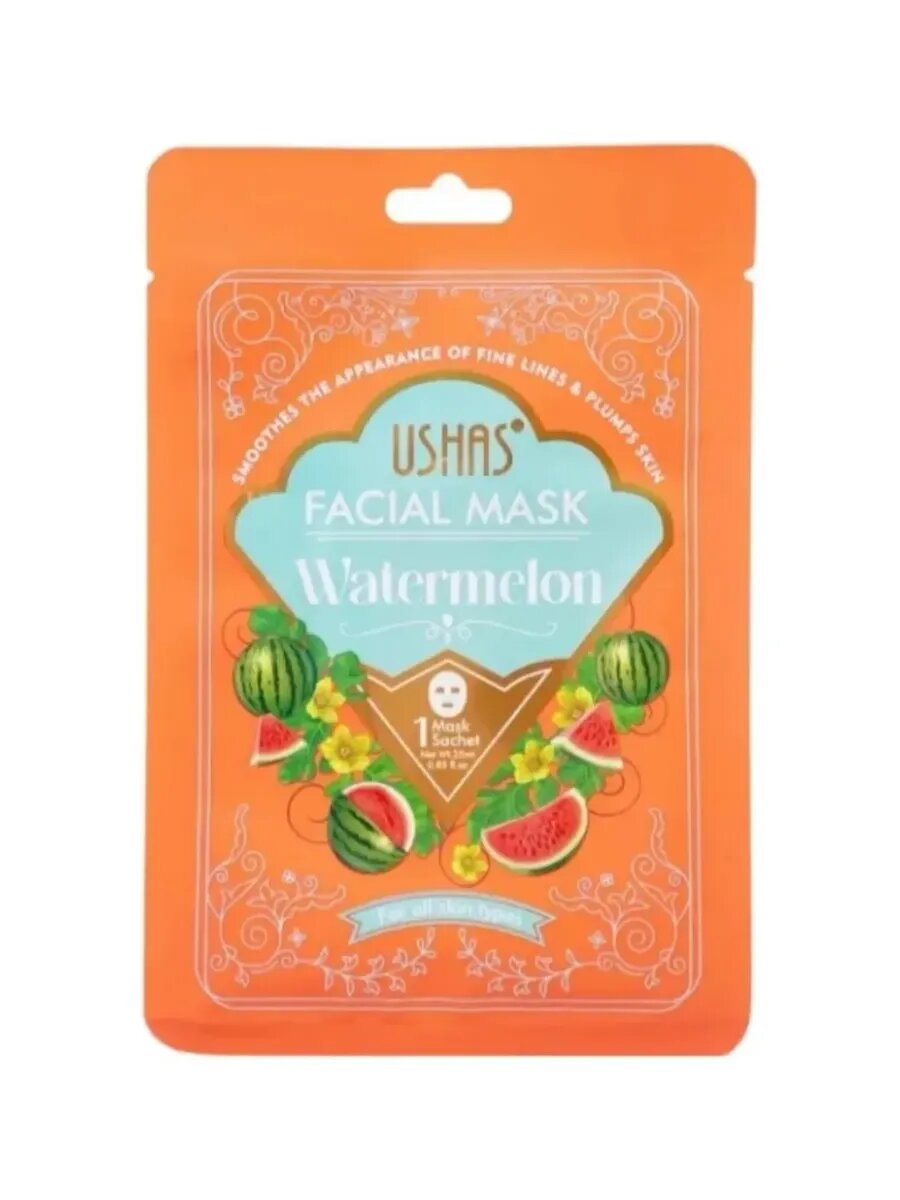 Тканевая маска USHAS Facial Mask Watermelon, увлажняющая, восстанавливающая