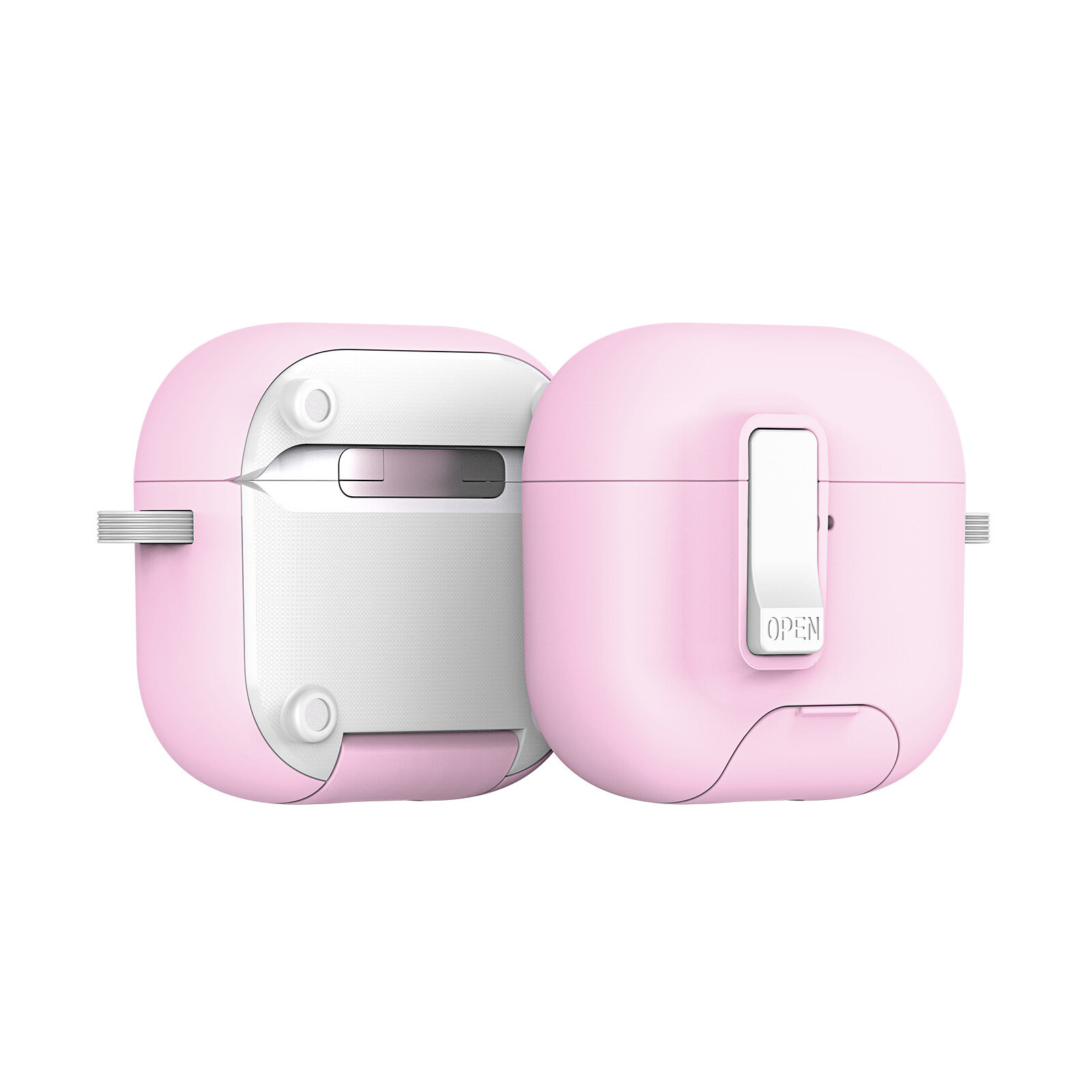 Чехол розового цвета с замком и подставкой для наушников AirPods 4, серия PECQ Series от Dux Ducis