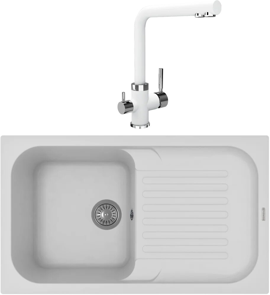 Комплект Мойка Florentina Арона, 860 жасмин / Смеситель Арес FL, жасмин