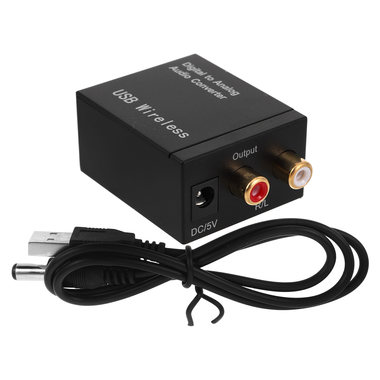 Цифро-аналоговый аудиоконвертер Bluetooth 5.0 для телевизоров (оптический/коаксиальный в аналоговый аудиовыход) (основной блок + USB-кабель)