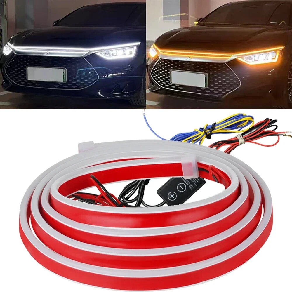 Светодиодная лента для капота авто, DRL, White to Yellow, 180cm