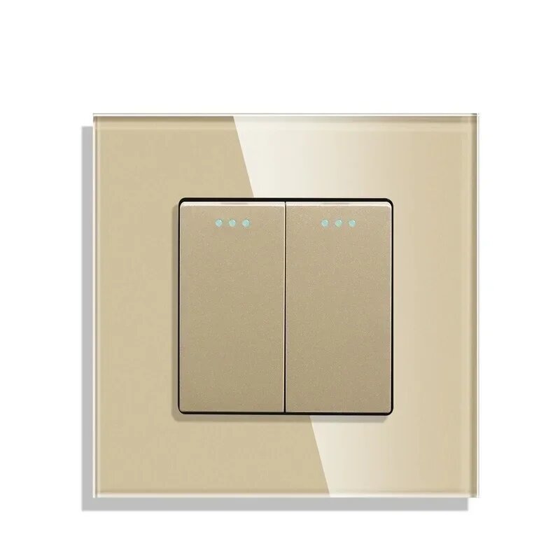 Выключатель двухклавишный стеклянный Bingoelec, цвет Button switch2